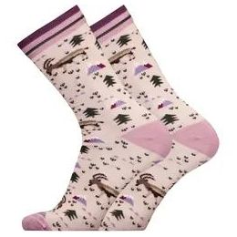 Socken UphillSport "IBEX 2er Pack", Damen, Gr. 43-46, lila, 58% Wolle, 40% Polyamid, 2% Elasthan, mehrfarbig, Socken Socken, mit winterlichen Motiven