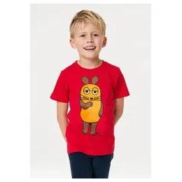 T-Shirt logoshirt "Sendung mit der Maus - Maus", M&auml;dchen, Gr. 116, rot, 100% Baumwolle, unifarben, normal, Rundhals, Shirts T-Shirt, mit coolem Print