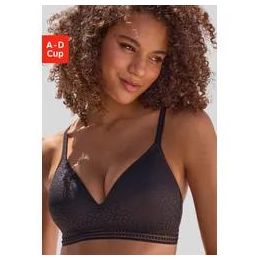 Bralette-BH Lascana "Freya", Damen, Gr. 85, Cup D, schwarz, Spitze, Obermaterial: 36% Polyamid, 29% Polyester, 27% Baumwolle, 8% Elasthan, BHs, ohne B&uuml;gel mit eingearbeitetem Push-up Kissen, Dessous