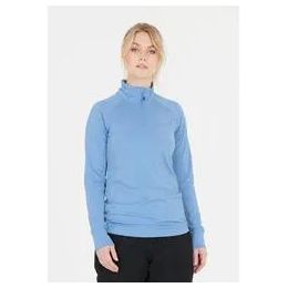 Langarmshirt WHISTLER "Blume", Damen, Gr. 40, blau, 92% Polyester, 8% Elasthan, unifarben, normal, Shirts Langarmshirt, mit Rei&szlig;verschluss und Stehkragen
