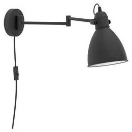 Eglo Wandleuchte "SAN PERI Wandlampe, Stahl, E27, IP20, Schlafzimmerlampe, B&uuml;rolampe", schwarz, 1, H: 21cm, 1 Stk., Leuchten, Wand-/Deckenleuchte - L13 x B30 x H21 cm - schwarz - 1X10W exkl., Wandleuchte