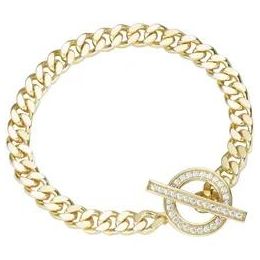 Armband "Panzerkette, Schlie&szlig;e mit Zirkonia, Silber 925", gold, Giorgio Martello MILANO, Armb&auml;nder, Damen, 18cm, Silber 925 (Sterlingsilber), Armband
