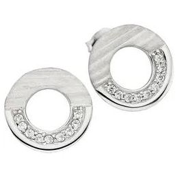 Paar Ohrstecker Bruno Banani "Schmuck", silber (silberfarben, kristallwei&szlig;, kristallwei&szlig;), Ohrringe, Damen, 14,8mm, Silber 925 (Sterlingsilber), mit Zirkonia (synth.)