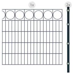 Doppelstabmattenzaun Arvotec "ESSENTIAL 100 zum Einbetonieren "Ring" mit Zierleiste", grau (anthrazit), H:100cm, Kunststoff, Stahl, Zaunelemente, Zaunh&ouml;he 100 cm, Zaunl&auml;nge 2 - 60 m