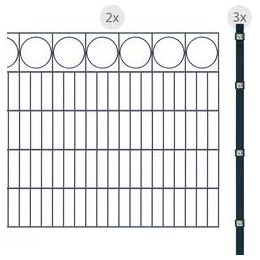Doppelstabmattenzaun Arvotec "ESSENTIAL 100 zum Einbetonieren "Ring" mit Zierleiste", grau (anthrazit), H:100cm, Kunststoff, Stahl, Zaunelemente, Zaunh&ouml;he 100 cm, Zaunl&auml;nge 2 - 60 m