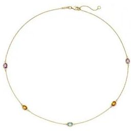 Collier Jobo, gelb (gelbgold 585), Halsketten, Damen, Gelbgold 585, L: 45, Collier, 585 Gold mit Amethyst Blautopas Citrin