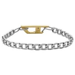 Armband Diesel "Schmuck Geschenk Edelstahl Armschmuck Panzerkette", gold (edelstahlfarben, gelbgoldfarben), Armb&auml;nder, Damen, 21,5cm, Edelstahl, Armband