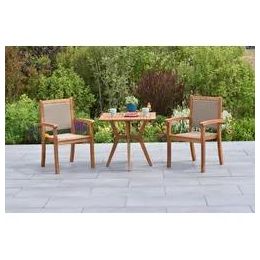 Garten-Essgruppe Merxx "&raquo;Castilla&laquo;", beige (natur, natur, natur), Massivholz, Wicker/Kunststoffgeflecht, Sitzm&ouml;bel-Sets, Tisch: LxB: 70x70 cm