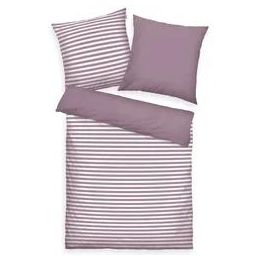 Herding Bettw&auml;sche TOM TAILOR HOME "MEDIUM STRIPES in Gr. 135x200cm, 155x220cm oder 200x220cm", lila (cozy mauve, crisp wei&szlig;), B/L: 200cm x 220cm, 1 Stk., 2 Stk., Renforc&eacute;, B/L: 80cm x 80cm & 80cm x 80cm, 3 Stk., Renforc&eacute;, Obermaterial: 100% Baumwolle, Bettw&auml;sche, Bettw&auml;sche, new bedroom, mit farbigem Markenrei&szlig;verschluss