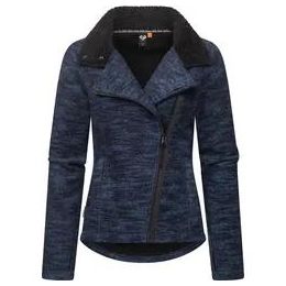 Strickfleecejacke Ragwear "Saskie Melange", Damen, Gr. XXL (44), blau (navy), Obermaterial: 56% Polyester, 44% Baumwolle. Innenfutter: 100% Polyester, tailliert h&uuml;ftlang, &Auml;rmel ohne &Auml;rmelschlitz normaler Saum mit Daumenl&ouml;chern, Jacken, Grob gestrickte Damen-Jacke mit Teddyfell-Futter