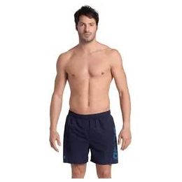 Badeshorts arena "FUNDAMENTALS arena LOGO BOXER R", Herren, Gr. S, N-Gr, blau (navy, turquoi), Obermaterial: 100% Polyester, Badehosen Badeshorts, Schnelltrocknendes Material, elastischer Bund, flache Vorderseite