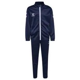 Trainingsanzug Hummel "HMLLOGO SUIT KIDS", Jungen, Gr. 128, blau (marine), Stoff, Obermaterial: 100% Polyester, unifarben, Sportanz&uuml;ge Trainingsanzug, f&uuml;r Kinder und Jugendliche, zweiteiliges Set mit Jacke und Hose