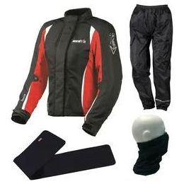 Nerf Motorradkombi NERVE "Nerve 4-teiliges Set f&uuml;r Damen Unique Star" Gr. 46, schwarz (schwarz, rot), Overalls, Damen, 46, N-Gr, Obermaterial: 100% Polyester. Innenseite: 100% Polyester