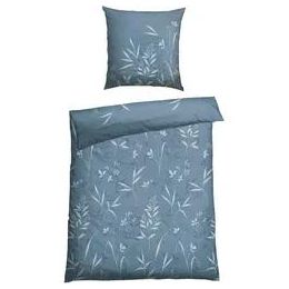 Bettw&auml;sche Schiesser "Kicky aus weicher Baumwolle in cooler Jeansoptik mit floralen Details", blau (petrol), B/L: 155cm x 220cm, 1 Stk., 1 Stk., Renforc&eacute;, B/L: 80cm x 80cm, 2 Stk., Renforc&eacute;, Obermaterial: 100% Baumwolle, Bettw&auml;sche, Bettw&auml;sche, MADE IN GREEN by OEKO-TEX-zertifiziert