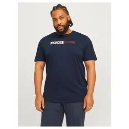 Jack & Jones PlusSize T-Shirt "JJECORP LOGO TEE PLAY SS O-N NOOS PLS", Herren, Gr. 4XL, blau (navy blazer), Single Jersey, Obermaterial: 100% Baumwolle, JACK & JONES PLUSSIZE, bedruckt, Basic, slim fit normal, Rundhals, Shirts T-Shirt