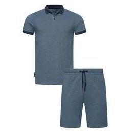Poloshirt Ragwear "Set Porpi", Herren, Gr. L (52), blau (navy), Material: 50% Baumwolle, 50% Polyester, bequem knieumspielend, tiefer V-Ausschnitt, eng, Shirts, Modisches Herren Set aus Hemd und kurzer Hose