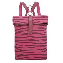 Cityrucksack Fritzi aus Preussen "Izzy03", Damen, Gr. B/H/T: 18cm, pink (pink, braun), Baumwolle, Kunstfaser, Rucks&auml;cke Cityrucksack, mit stufenlosvertellbaren Tr&auml;gern