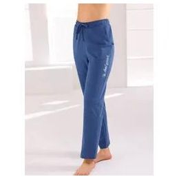 Jogginghose feel good, Damen, Gr. 44/46, Normalgr&ouml;&szlig;en, blau (jeansblau), 95% Baumwolle, 5% Elasthan, unifarben, Hosen Jogginghose