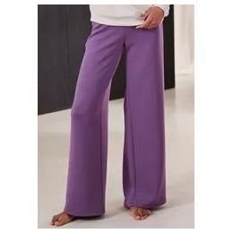 Loungehose French Connection, Damen, Gr. 48/50, N-Gr, lila, Obermaterial: 55% Viskose (LENZINGTM ECOVEROTM), 40% Polyester, 5% Elasthan. Taschenfutter: 100% Polyester, unifarben, Basic, bequem lang, Hosen Loungehose, mit weitem Bein, Loungewear