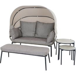 siena GARDEN Lounge-Set 'Bali' anthrazit/naturfarben 151,5 x 158 x 87 cm 4-teilig