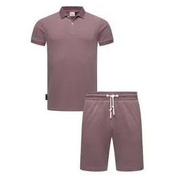Poloshirt Ragwear "Set Porpi", Herren, Gr. XL (54), lila (mauve), Material: 50% Baumwolle, 50% Polyester, bequem knieumspielend, tiefer V-Ausschnitt, eng, Shirts, Modisches Herren Set aus Hemd und kurzer Hose