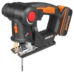Akku-Stichs&auml;ge WORX "WX550 Axis", schwarz (scharz), B:16,5mm H:12,7mm L:25,7mm, S&auml;gemaschinen, Profi 2-in-1 Pendelhub Stich- & S&auml;bels&auml;ge, inkl. Akku & Ladeger&auml;t