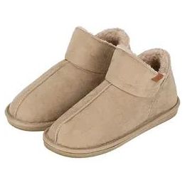 Hausschuh XQ FOOTWEAR "LADIES HOME BOOTS SUEDE", Damen, Gr. 37-38, beige, Obermaterial: 100% Polyester, unifarben, Schuhe Hausschuh, mit Logopr&auml;gung und kuscheligen, w&auml;rmenden Innenfutter