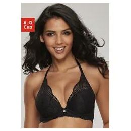 Neckholder-BH Nuance "Vivianna", Damen, Gr. 80, Cup C, schwarz, Microtouch, Obermaterial: 60% Polyamid, 35% Polyester, 5% Elasthan, BHs Neckholder-BH, mit verschiedenen Tragevarianten, mit floraler Spitze, Dessous