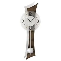 Pendelwanduhr AMS "W7425/1", silber (nussbaumfarben, silberfarben), Wanduhren, B/H/L: 23cm x 8cm x 70cm, Quarzuhr, Holz-/Aluminiumgeh&auml;use,Esszimmer,Wohnzimmer,Made in Germany