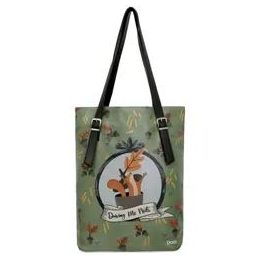 Umh&auml;ngetasche DOGO "Tall Bag Damen Schultertasche Driving Me Nuts Damen", Damen, Gr. B/H/T: 40cm x 34cm x 10cm onesize, gr&uuml;n, Taschen Umh&auml;ngetasche, Handgefertigt