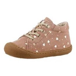 Lauflernschuh Naturino "COCOON", Baby, Gr. 26, rosa (rosa, herzchen), Veloursleder, Glitzer, Schuhe Lauflernschuh, Barfu&szlig;schuh mit Wechselfu&szlig;bett, Gr&ouml;&szlig;enschablone zum Download