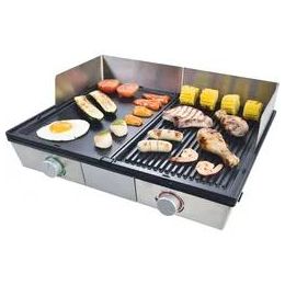 Tischgrill Solis OF SWITZERLAND "Deli Grill (Typ 7951)", silber, B:49,5cm H:18cm T:40,5cm, Kontaktgrill_Standgrill_Tischgrill_Teppanyakigrill, Elektrogrill mit abnehmbaren Grillplatten