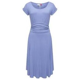 Sommerkleid Ragwear "Yvone Solid", Damen, Gr. L (40), Normalgr&ouml;&szlig;en, blau, Material: 95% Viskose, 5% Elasthan, figurbetont knieumspielend, Rundhals, &Auml;rmel ohne &Auml;rmelschlitz, Kleider Sommerkleid, leichtes Jersey-Kleid mit Tailleng&uuml;rtel