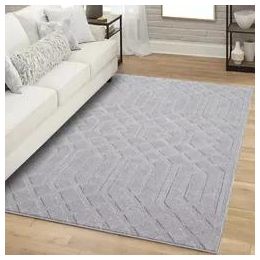 Teppich Carpet City "FLAIR138", grau, B:160cm H:11mm L:230cm, Obermaterial: 50% Polyester, 50% Polypropylen, Teppiche, Teppich, Kurzflor-Teppich, Skandi-Stil, Wohnzimmer