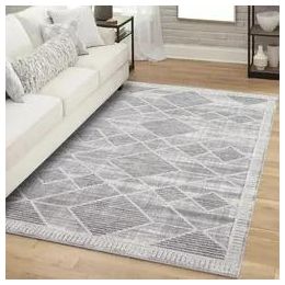 Teppich Carpet City "FLAIR178", grau, B:160cm H:11mm L:230cm, Obermaterial: 50% Polyester, 50% Polypropylen, Teppiche, Teppich, Kurzflor-Teppich, Skandi-Stil, Wohnzimmer