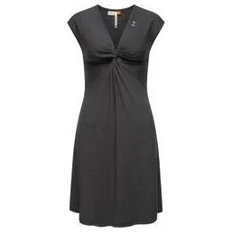 Jerseykleid Ragwear "Comfrey Solid", Damen, Gr. M (38), Normalgr&ouml;&szlig;en, schwarz, Material: 48% Viskose, 47% Polyester, 5% Elasthan, figurumspielend knieumspielend, tiefer V-Ausschnitt, weit normaler Saum, Kleider Jerseykleid, stylisches Sommerkleid mit tiefem V-Ausschnitt