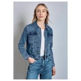 Jeansjacke Street One, Damen, Gr. 36, blau (soft medium washed), Jeans, 97% Baumwolle, 3% Elasthan, unifarben, normal normal, V-Ausschnitt, B&uuml;ndchen, Jacken Jeansjacke, mit Brusttaschen