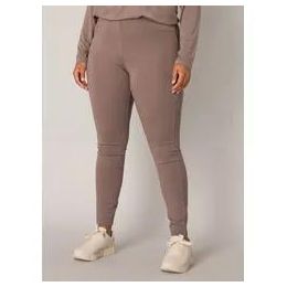 Treggings Base Level Curvy, Damen, Gr. 46, N-Gr, grau (schwarz taupe), Web, Obermaterial: 65% Viskose, 30% Nylon, 5% Elasthan, unifarben, regular fit lang, Hosen Treggings, mit elastischem Bund und angedeuteten Eingrifftaschen