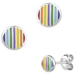 Paar Ohrstecker Firetti "Schmuck Geschenk Silber 925 Ohrschmuck Ohrringe Regenbogen", bunt (silberfarben, bunt), Ohrringe, Damen, 5,5mm, Silber 925 (Sterlingsilber), Made in Germany - mit Lack