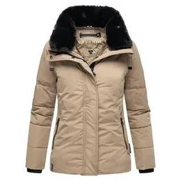 Winterjacke Navahoo "Frostii XIV", Damen, Gr. S (36), grau (taupe), Obermaterial: 100% Polyester. Futter: 100% Polyester. Wattierung: 100% Polyester. &Auml;rmelfutter: 100% Polyester, gerade h&uuml;ftbedeckend, hoch geschlossener Ausschnitt, eng Rippstrickb&uuml;ndchen, Jacken Winterjacke, modische Damen Winter Steppjacke mit Kunstfellkragen