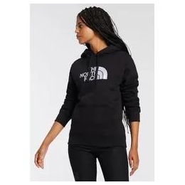 Kapuzensweatshirt The North Face "W DREW PEAK REGULAR HOODIE", Damen, Gr. M, schwarz (tnf schwarz), Sweatware, Obermaterial: 80% Baumwolle, 20% Polyester, bestickt, unifarben, normal, Rundhals, Rippb&uuml;ndchen, Sweatshirts, mit regulierbarer Kapuze, mit K&auml;ngurutasche, pflegeleicht