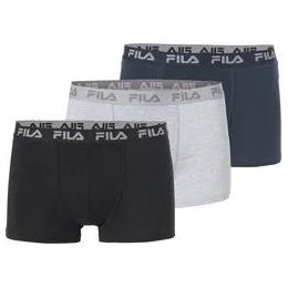 Boxershorts Fila "MAN BOXER SHORTS", Damen, Gr. XL, schwarz (schwarz navy grau), Obermaterial: 95% Baumwolle, 5% Elasthan. Obermaterial 2: 67% Baumwolle, 28% Polyester, 5% Elasthan, unifarben, eng, Unterhosen, mit elastischem Logobund