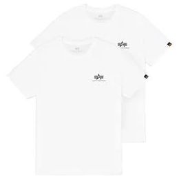 Rundhalsshirt Alpha Industries "Basic T Small Logo 2 Pack", Herren, Gr. XXL, wei&szlig;, Single Jersey, Obermaterial: 100% Baumwolle, bedruckt, regular fit normal, Rundhals, Shirts Rundhalsshirt