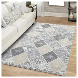 Teppich Carpet City "FLAIR179", grau, B:160cm H:11mm L:230cm, Obermaterial: 50% Polyester, 50% Polypropylen, Teppiche, Teppich, Kurzflor-Teppich, Skandi-Stil, Wohnzimmer