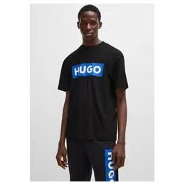 HUGO BOSS T-Shirt HUGO BLUE "Nico", Herren, Gr. XL, schwarz (schwarz001), Single Jersey, Obermaterial: 100% Baumwolle, unifarben, regular fit h&uuml;ftlang, Rundhals, Shirts T-Shirt, mit gro&szlig;em Logo-Print, Unisex