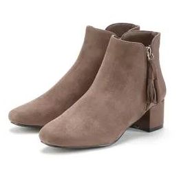 Stiefelette Lascana, Damen, Gr. 39, braun (braun, taupe), Obermaterial: 100% Textilmaterial. Decksohle: 100% Lederimitat. Futter: 100% Textilmaterial. Laufsohle: 100% Synthetik, unifarben, Schuhe Stiefelette, Stiefel, Boots mit bequemem Blockabsatz VEGAN