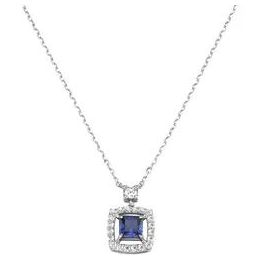 Collier "mit Zirkonia, Silber 925", blau, Giorgio Martello MILANO, Halsketten, Damen, 45cm, Silber 925 (Sterlingsilber), Collier