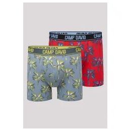 Boxershorts CAMP DAVID "Set:", Damen, Gr. XL, 2 Stk., bunt (surf grau, rot), Material: 95% Baumwolle, 5% Elasthan, bedruckt, Unterhosen, mit All Over Print