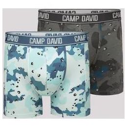 Boxershorts CAMP DAVID "Set:", Herren, Gr. XL, 2 Stk., blau (light blau, anthra), Material: 95% Baumwolle, 5% Elasthan, bedruckt, Unterhosen, mit All Over Print
