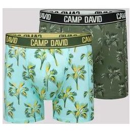 Boxershorts CAMP DAVID "Set:", Herren, Gr. XXL, 2 Stk., bunt (khaki, aqua), Material: 95% Baumwolle, 5% Elasthan, bedruckt, Unterhosen, mit All Over Print
